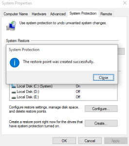How to: Configure System Restore In Windows 10