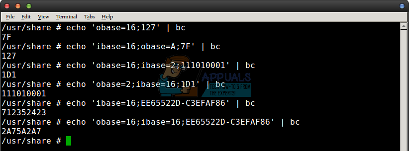 How to Use bc as a Hex Calculator
