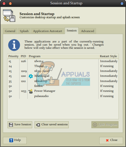 How to Clear Out Xfce4 Sessions