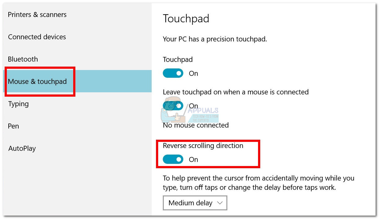 How To Reverse The Scrolling Direction In Windows 10 Appuals