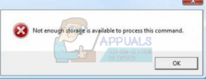 Fix: Not Enough Storage is Available to Process this Command – Appuals.com
