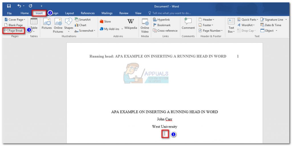 How to Insert a Running Head for APA Style in Word