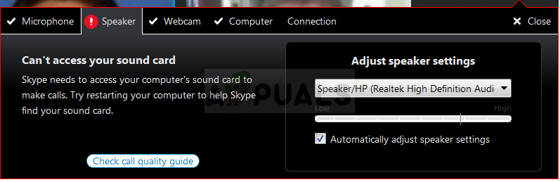 Fix: Skype Can't Access Sound Card
