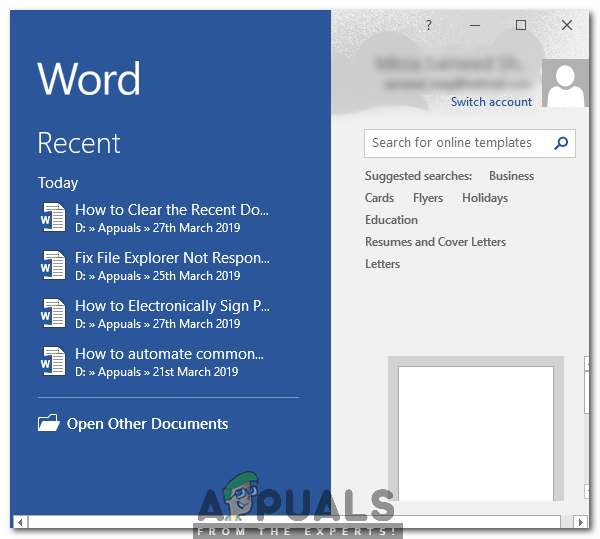 How To Clear Or Disable The Recent Documents List In Microsoft Word