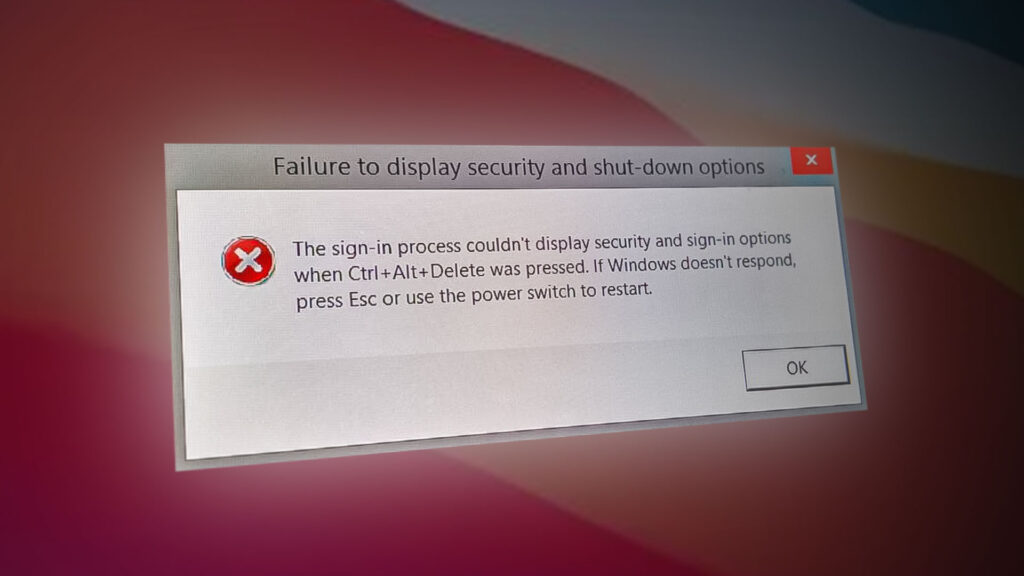 'Failure to display security and shutdown options' [Error Solved]