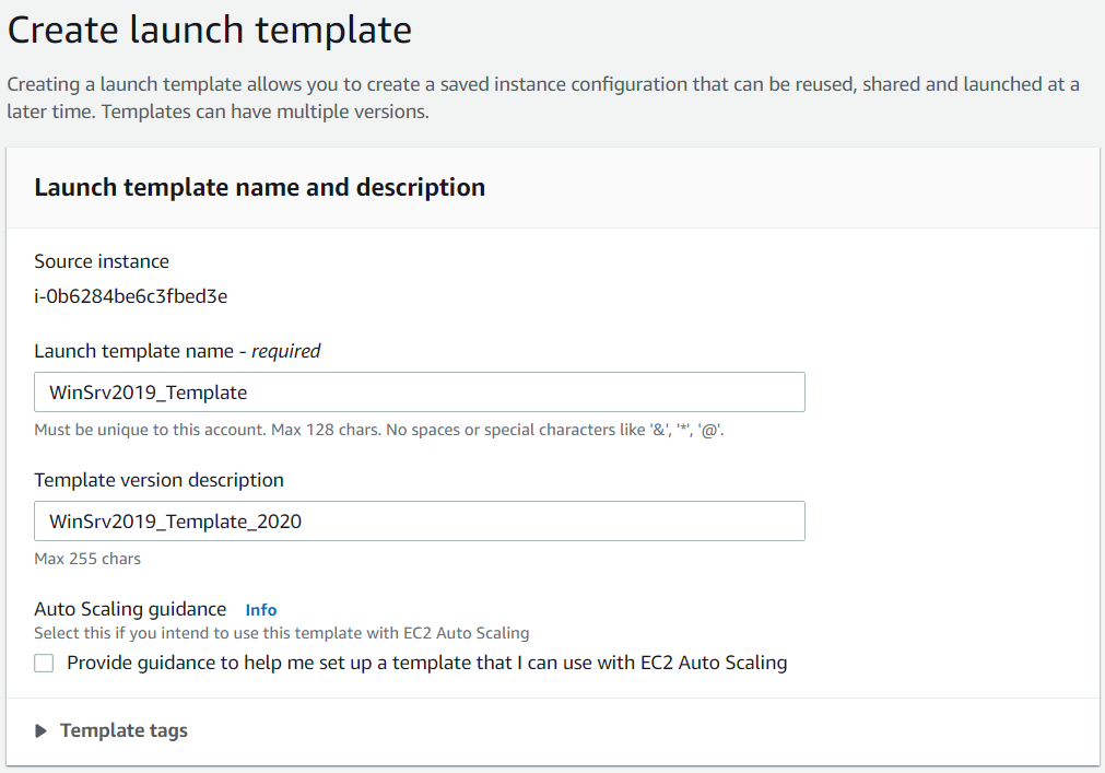 How to Create a template from Amazon EC2 Instance