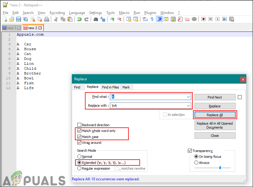 Find And Replace Stringcharactersymbol With A New Line In Notepad