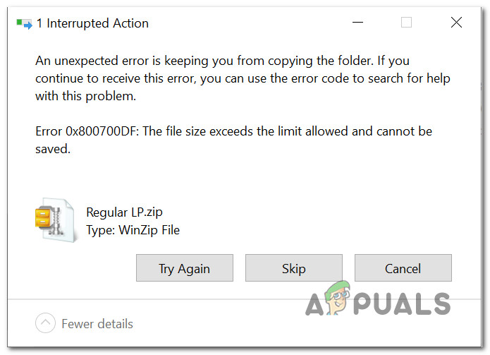 Resolve File Size Exceeds Limit Error 0x800700DF On Windows 10 