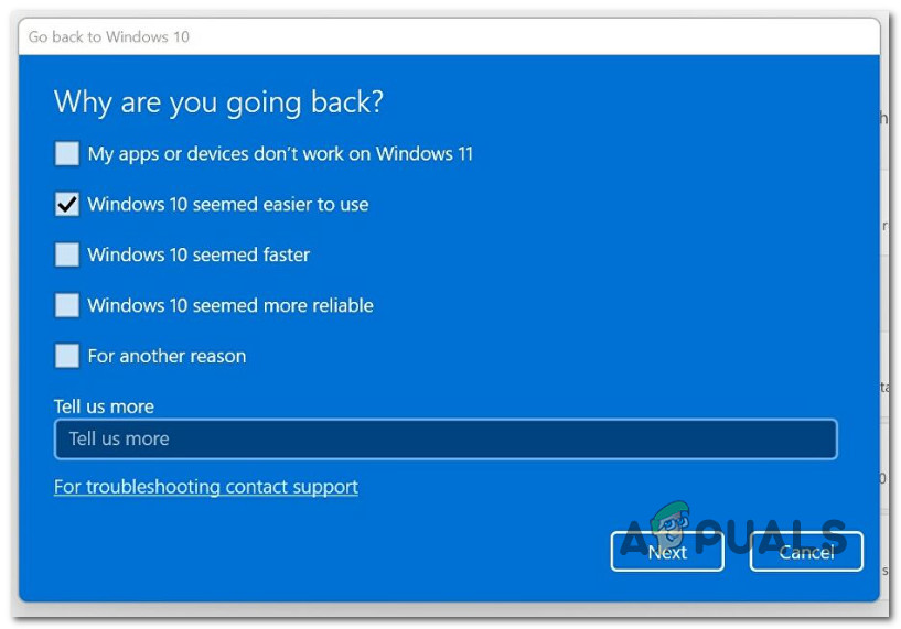 How To Enable Go Back Button after 10 Days on Windows 11 - Appuals.com
