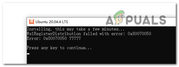 Fix: 'WslRegisterDistribution Failed with Error: 0x80070050' - Appuals.com
