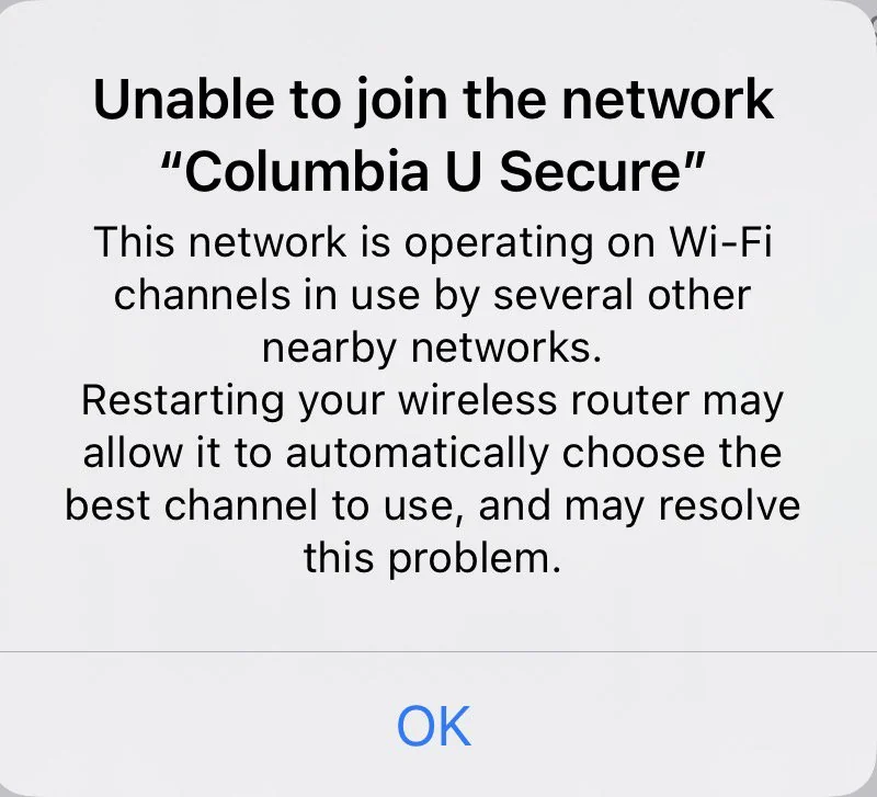 FIX: "This network is operating on Wi-Fi channels..." [iPhone]