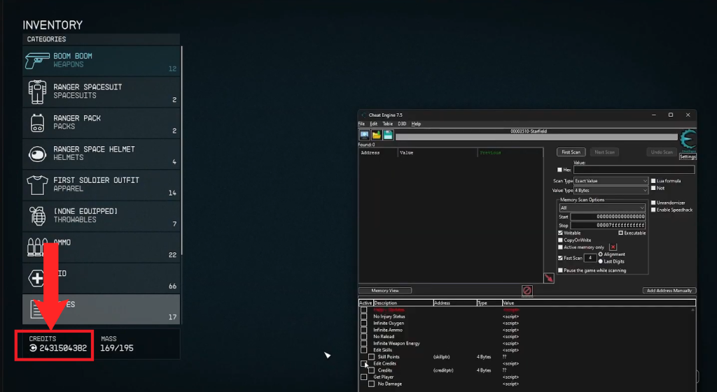 How To Get Unlimited Credits in Starfield with Cheat Engine