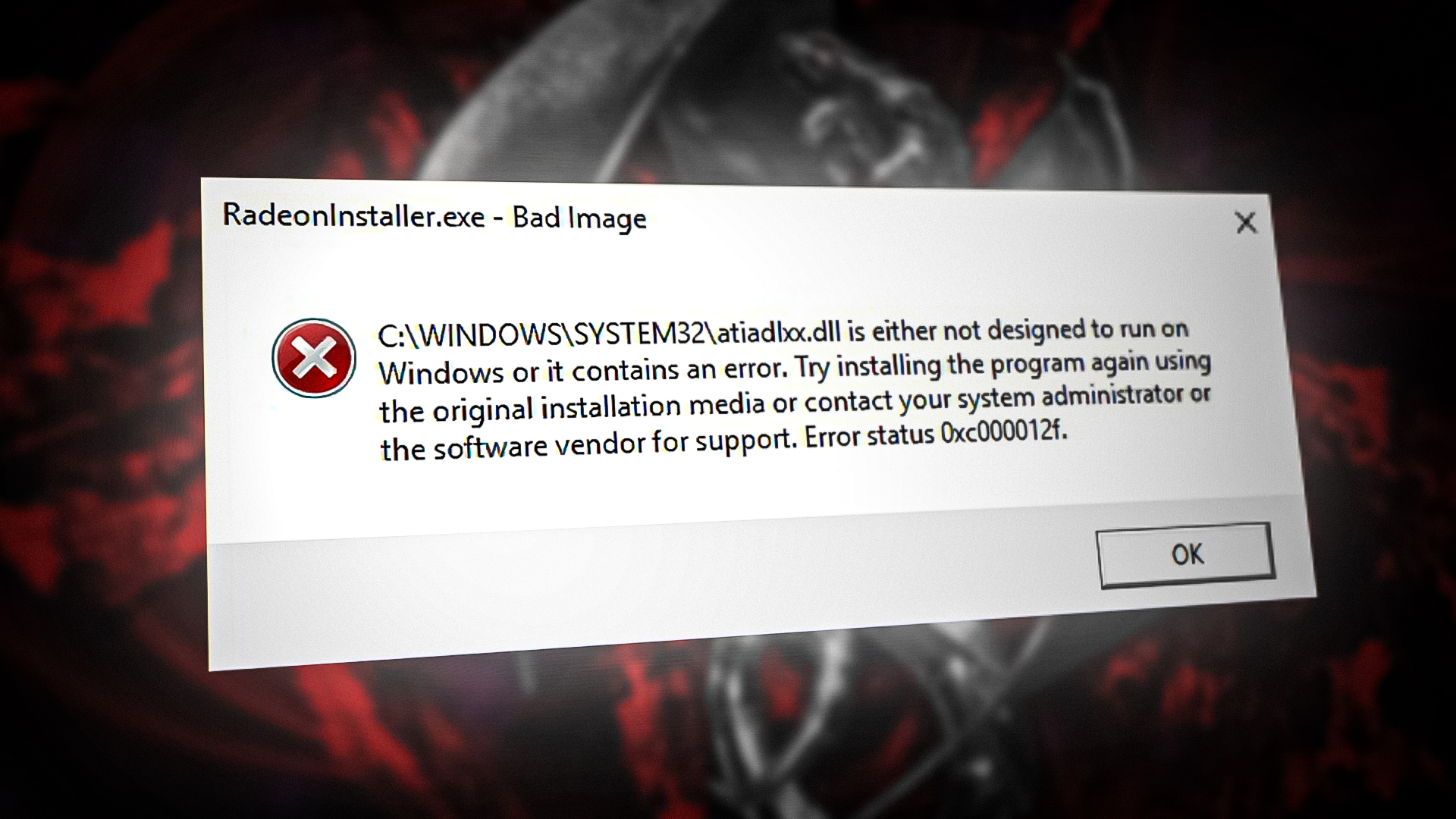 Fix: RadeonInstaller.exe - Bad Image (atiadlxx.dll is either not ...
