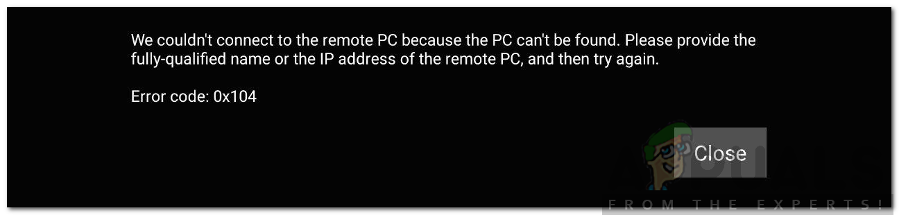 How to Fix Remote Desktop Error Code 0x104?