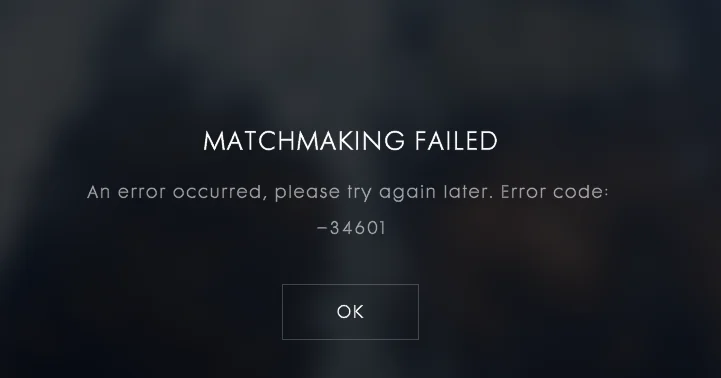 How to Fix Battlefield 1 Matchmaking Error Code -34601