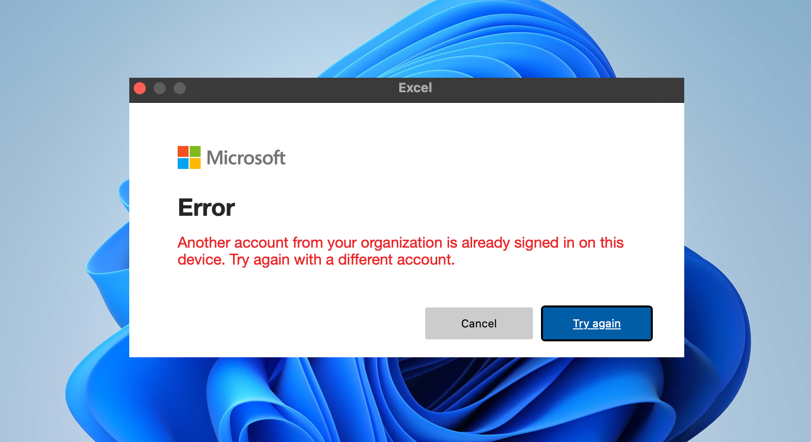 Fix: Another account from your organization is already signed in on this device