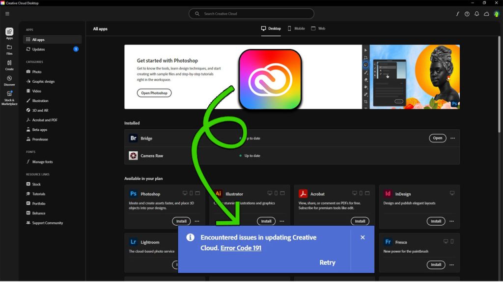 How to Fix Error Code 191 When Installing Adobe Apps?