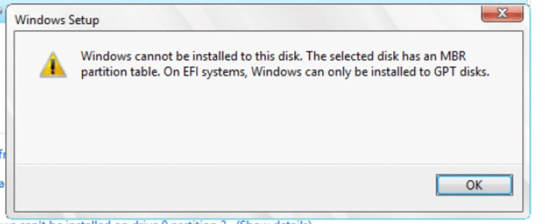 How to Fix 'Windows Can Only Be Installed to a GPT Disk' Error?