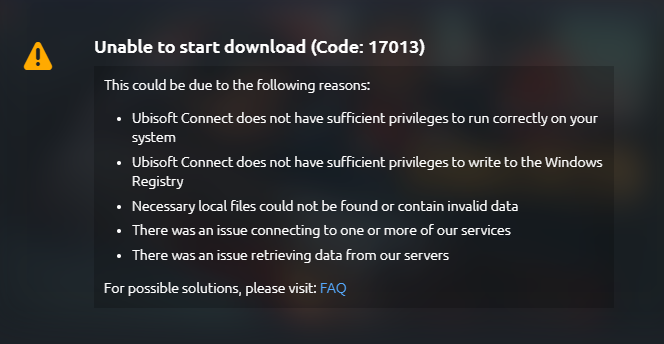 Fix: Ubisoft Error Code 17013 (Cannot Install or Launch Games)