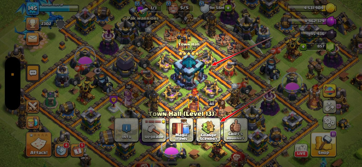 How to Change Scenery in Clash of Clans?