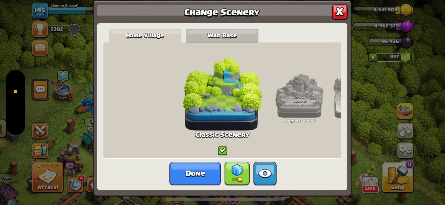 How to Change Scenery in Clash of Clans?