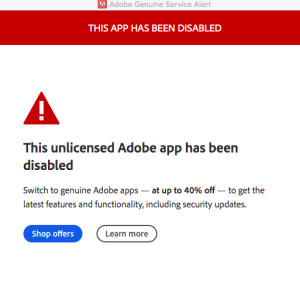 Fix: "This unlicensed Adobe app has been disabled"