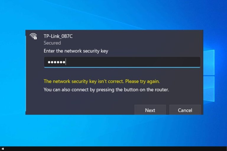 Fix: “The Network Security Key Isn’t Correct” on Windows